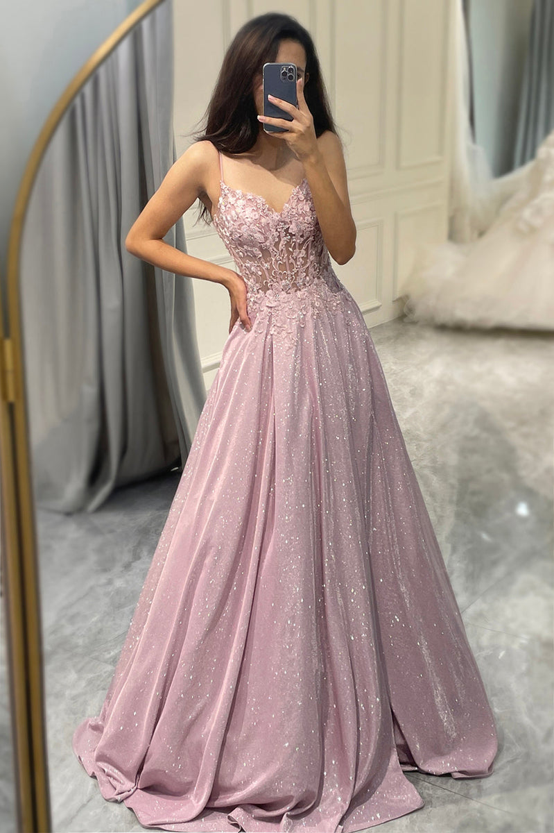 Homrain Frauen Glitzer Errötendes Langes Ballkleid mit Applikationen A ...