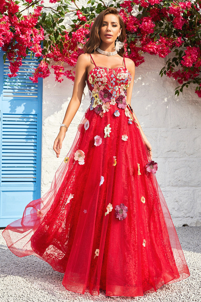 Homrain Frauen Burgund Langes Ballkleid A Linie Spaghettiträger ...